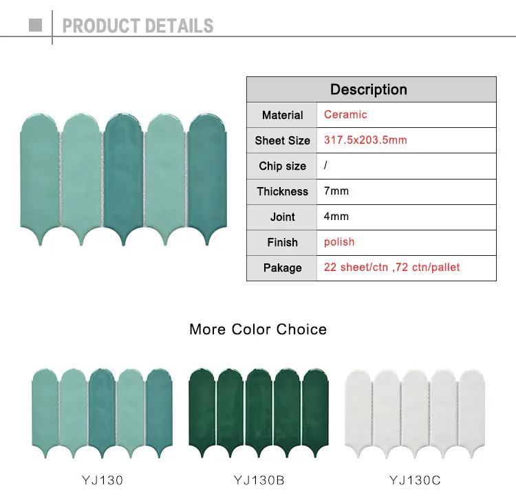 Irregular Green Porcelain Mosaic Tile for Bathroom Wall & OEM/ODM Available