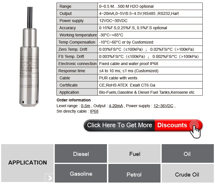 Holykell factory Supply Oil Diesel Fuel Measuring Instrument,RS485 4 ...