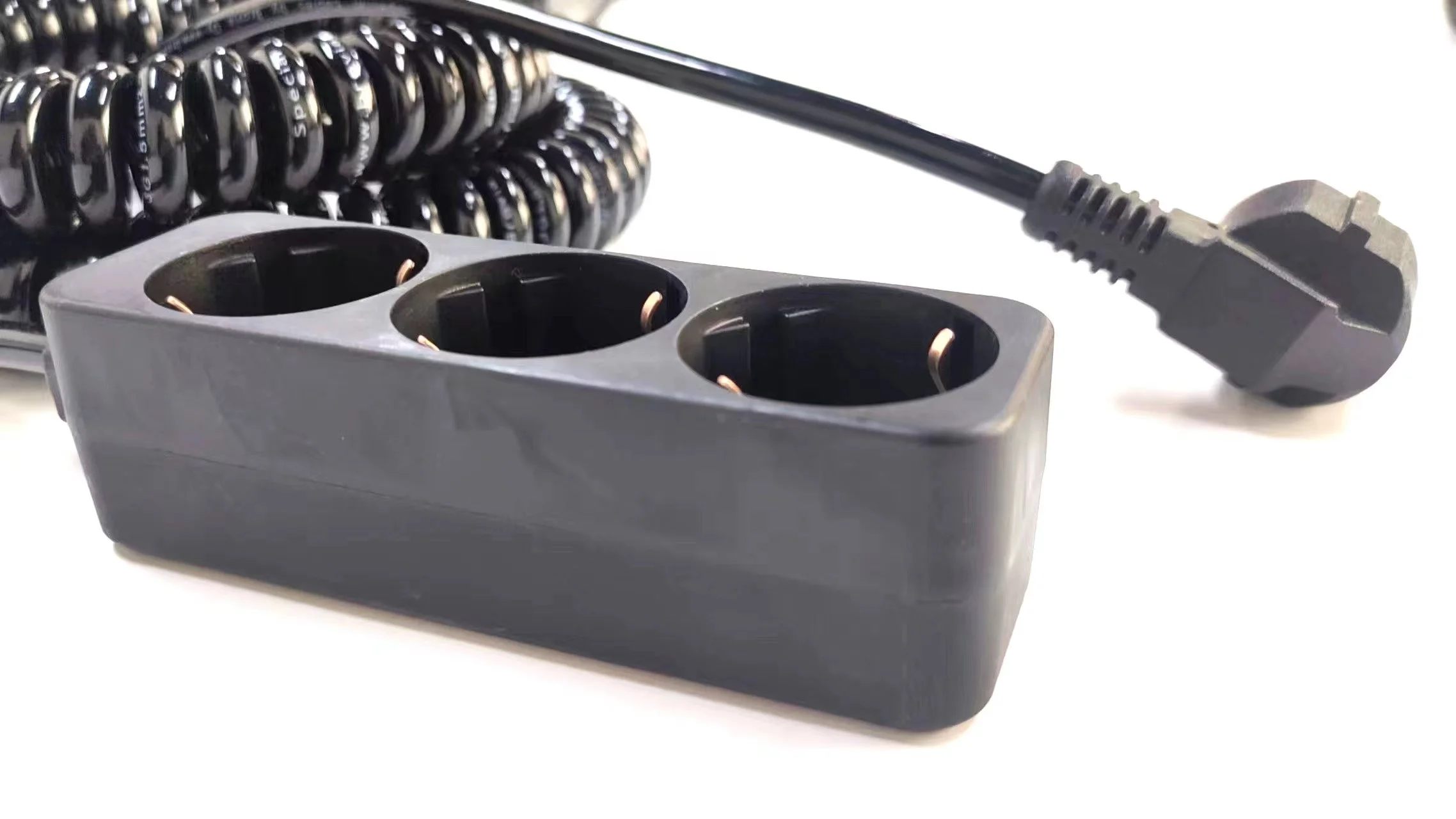 Spiral Coiled Curly Cable Cord 2 Pin Schuko Eu Plug With Power Strip ...