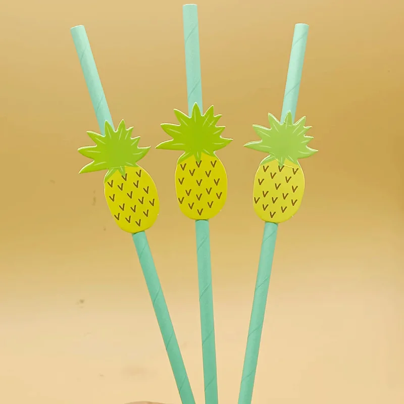 Disposable Environmentally Friendly Paper Fruit Theme Pineapple Straw ...