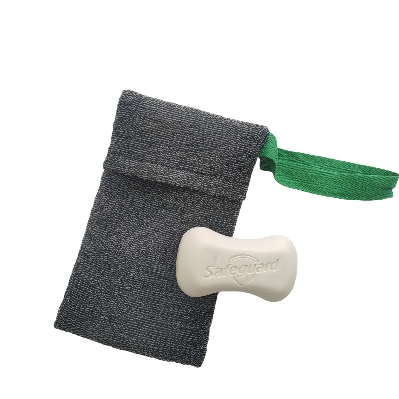 Exfoliating Bar Soap Saver Pouch Bag Body Scrubber Rough Sponge ...