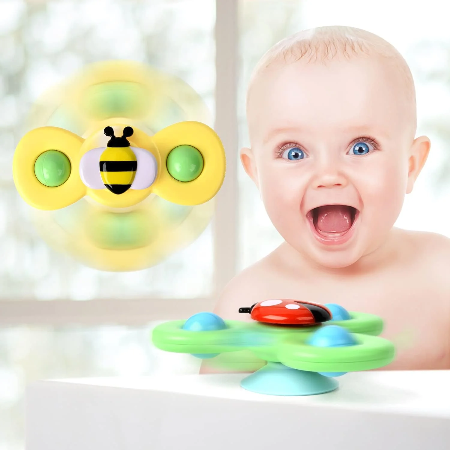 Suction Cup Spinner Toy Spinner Rattle Teething Bath Toy For Toddler ...