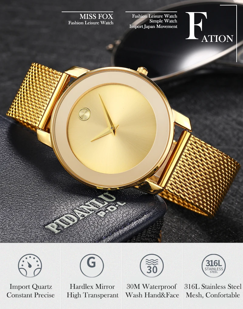 Clearance Missfox 2446 Unique Design Minimalist Watch Men Women Quartz ...