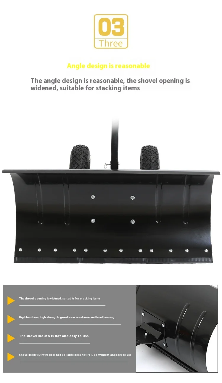 Large Hand-Push Snow Shovel Industrial DIY Grade Wheeled Snow Removal ...