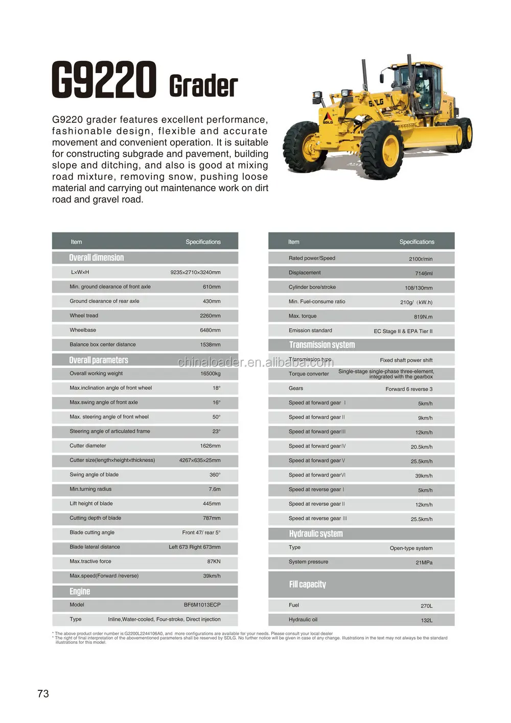 SDLG G9220 Grader - Efficient Motor Grader for Construction