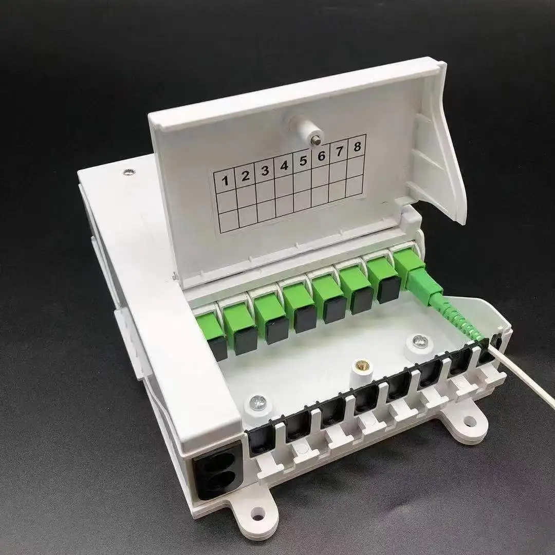 8 ports fiber optic distribution box equipment PLC splitter wall mount ...