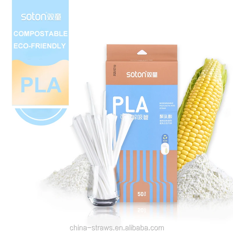 Plant Based Pla 100% Biodegradable Spoon Straws Compostable Eco ...