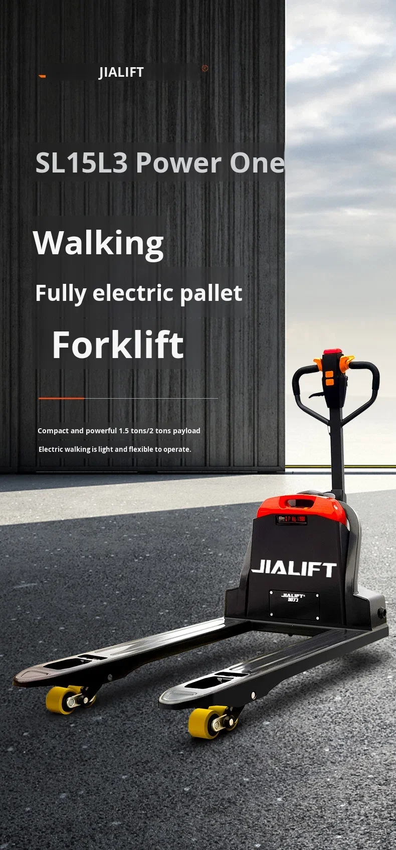 Jiali SL20L3 Forklift 2-Ton Fully Electric Lithium-Ion Battery 24V ...