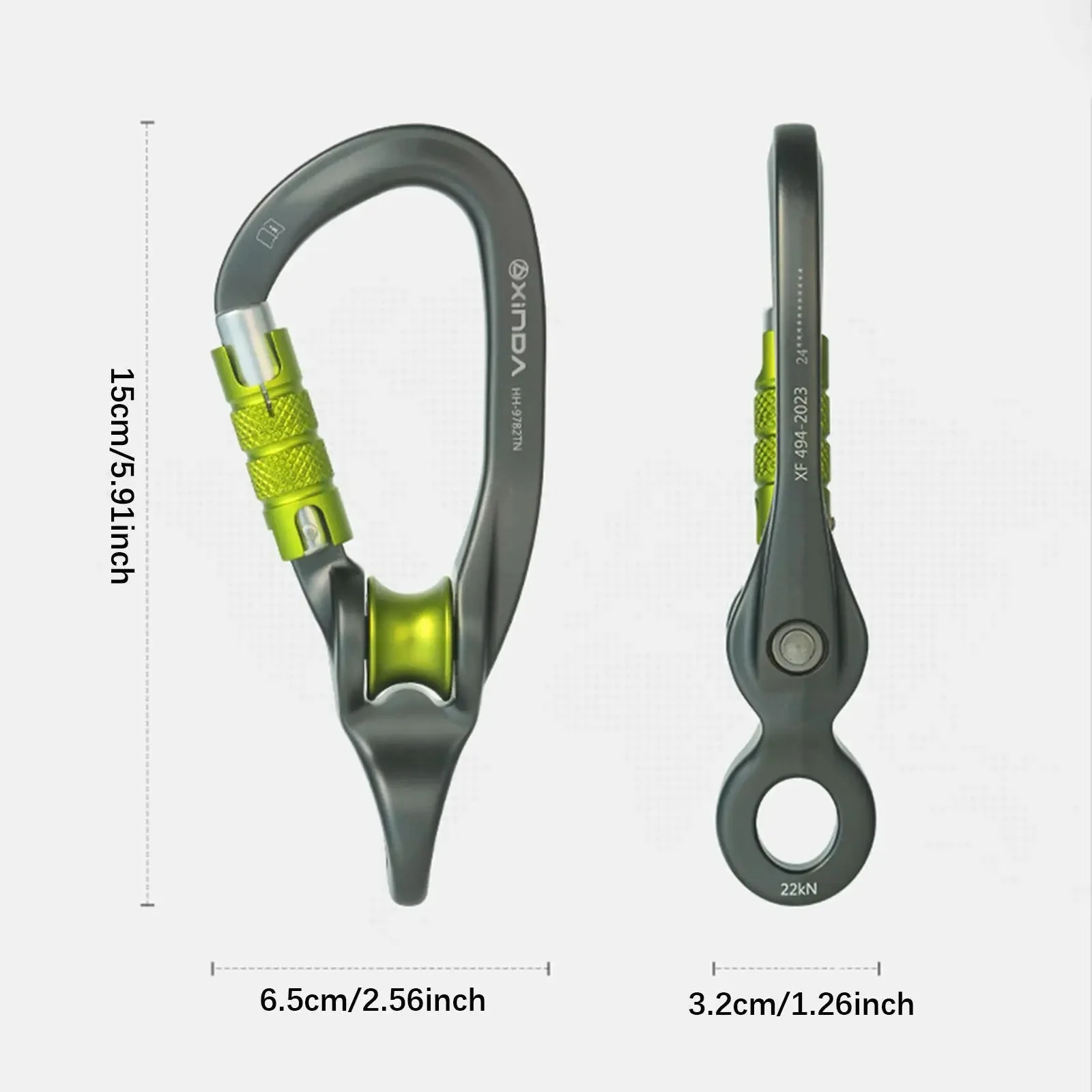 22kN Equipment D Shaped Locking Screwgate Carabiner Climbing Pulley for ...