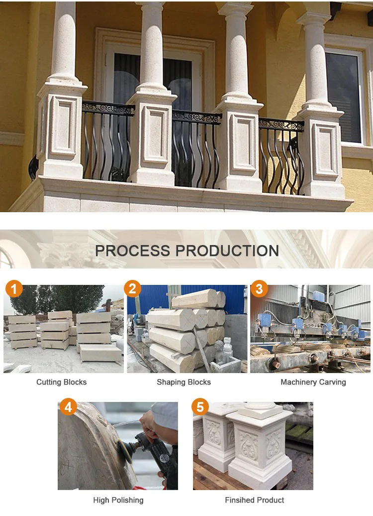 Outdoor Decorative Stone Column Pedestal Carving Stone Plinth