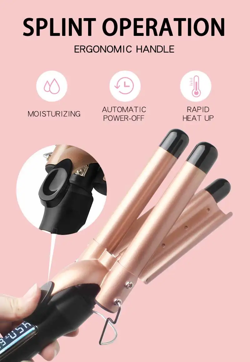 25mm 3 Triple Barrel Deep Wave 2022 Hair Curler Ceramic Curling Iron ...