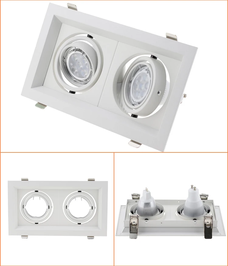 White Aluminum Adjustable Led Downlight Frame Square Recessed Gu10 Spot ...