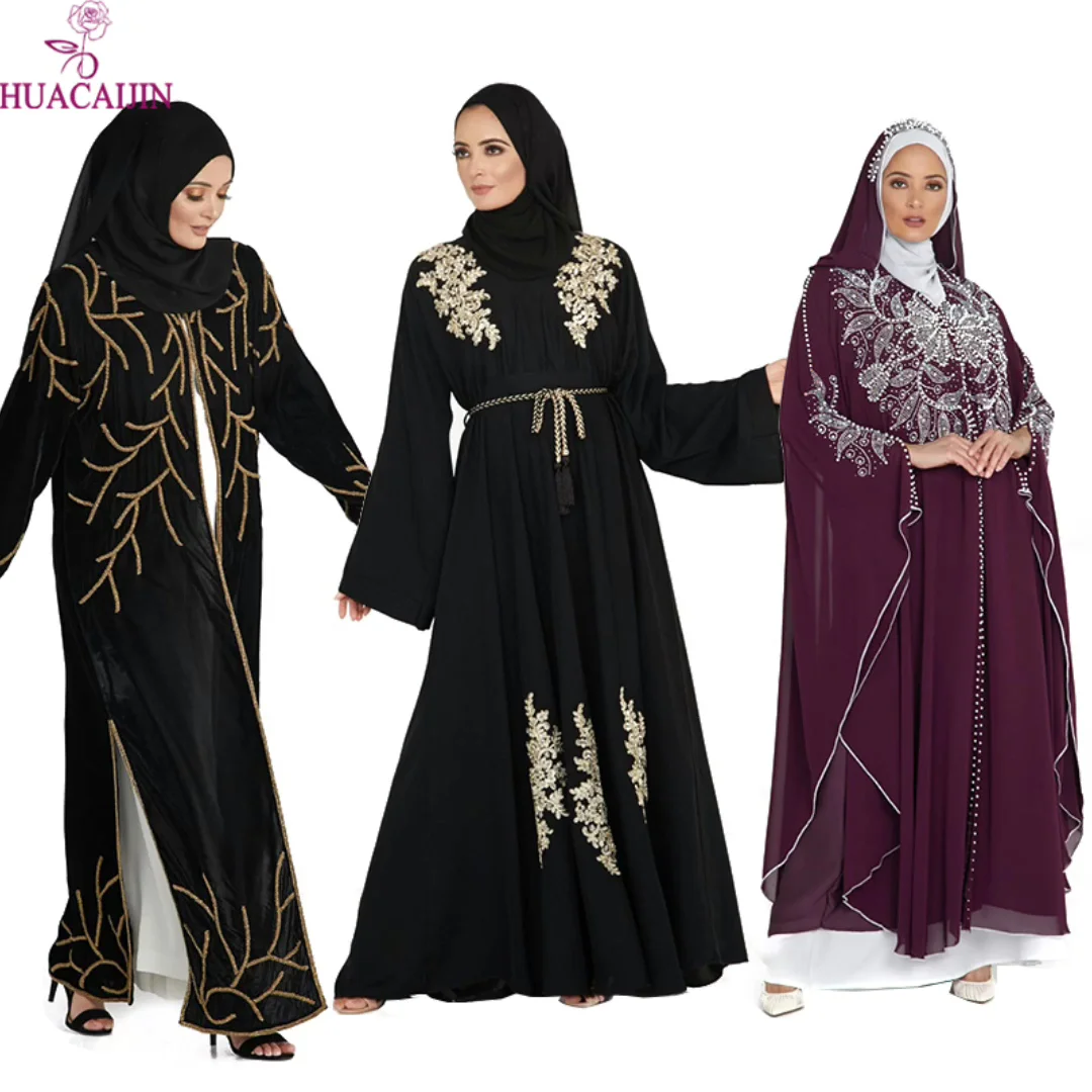 Custom Elegant Embroidery Design Muslim Long Dress Modest Fashion Crew ...