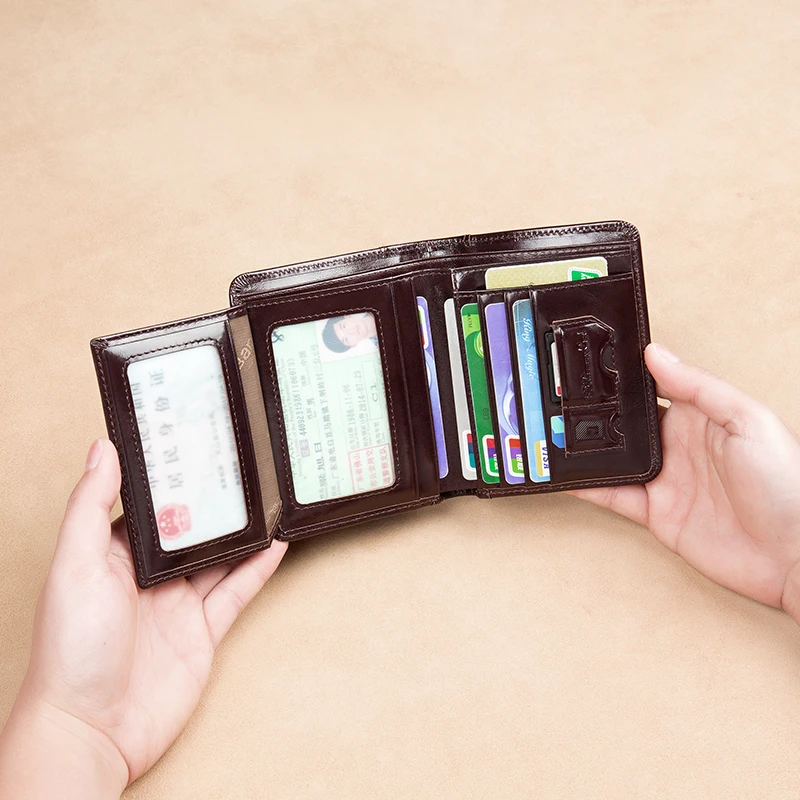 Banyanu Classic Double Fold Leather RFID Wallet for Men