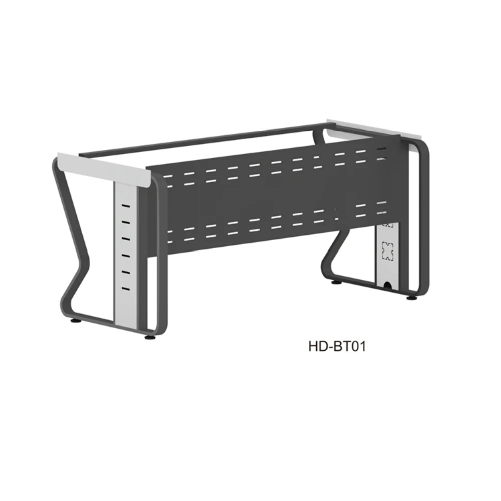 Luxury Black Color Office Table Desk With Side Cabinet Of Metal With ...