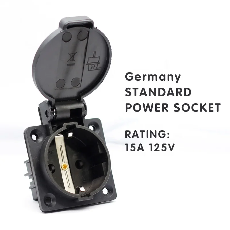 16A 250V Type F Shuko EU Round 2 Female Outdoor Waterproof Socket