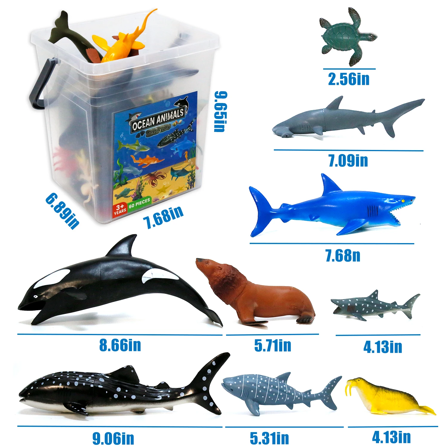 Ocean Sea Animals Figures,60 Pack Life Creatures Toy Set,Stem ...