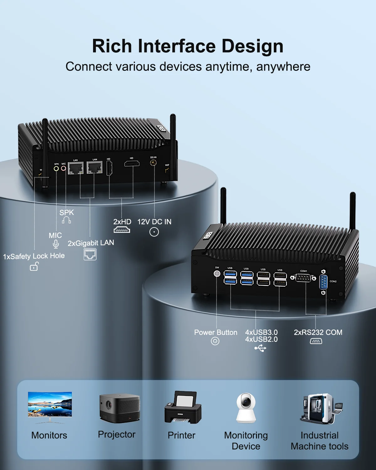 Fanless Mini Computer with Intel Core I5/i3 for Home Office