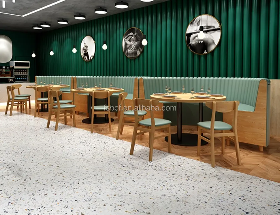 Customize Wooden Restaurant Booth Seating with Tables