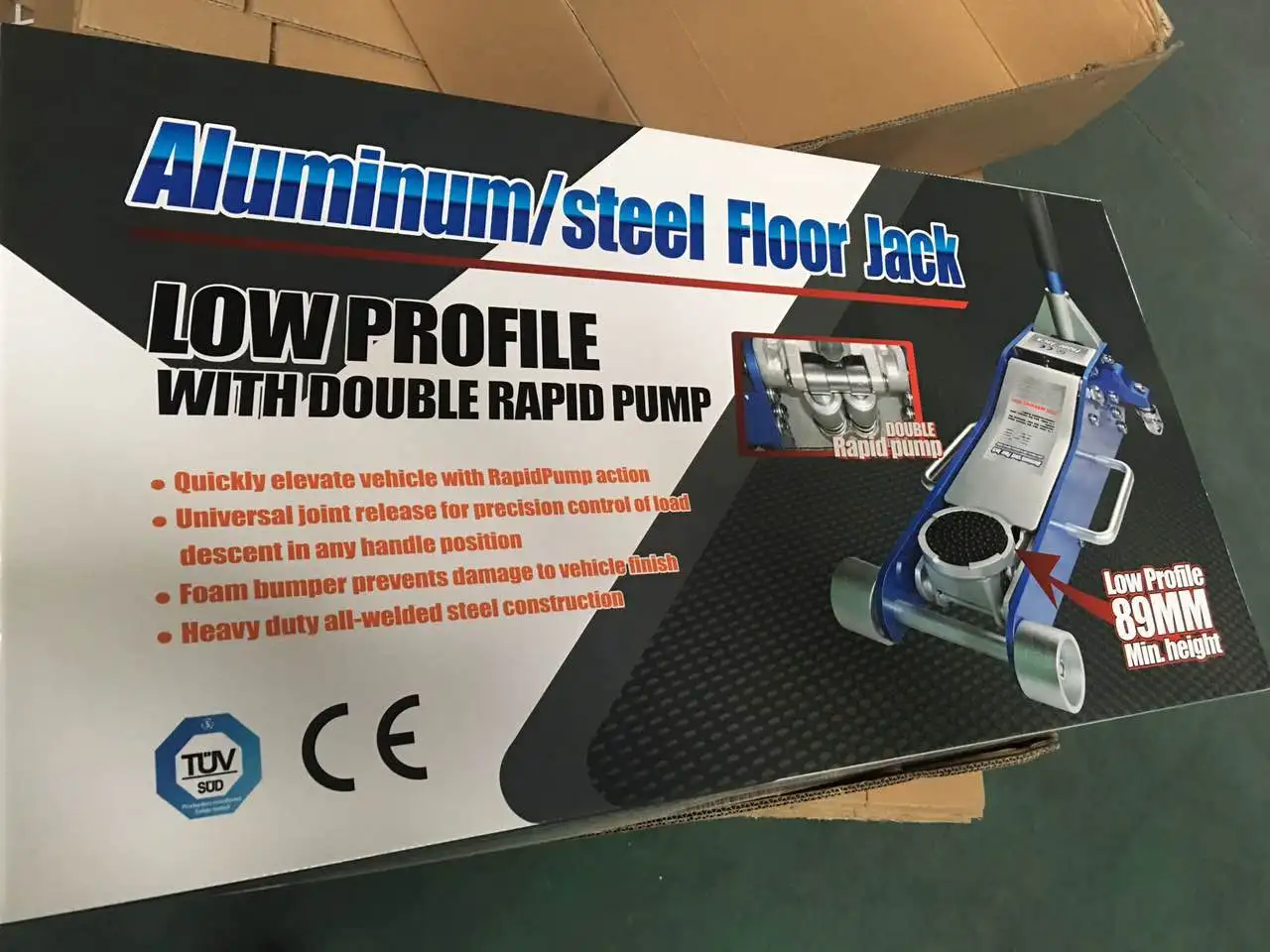 2 Ton Quick Lift Double Pump Steel Hydraulic Jack Garage Car Horizontal ...