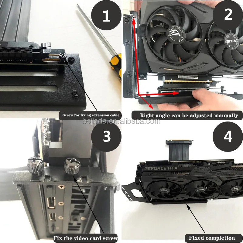Pci-e Graphics Video Card Holder Gpu Vertical Bracket + High Speed Gen3 ...