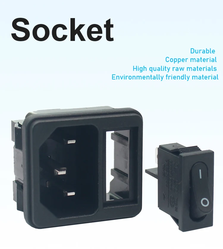 Iec C14 250vac 10a Power Socket With On Off Rocker Switch Two In One Socket With Cable - Buy Dc ...