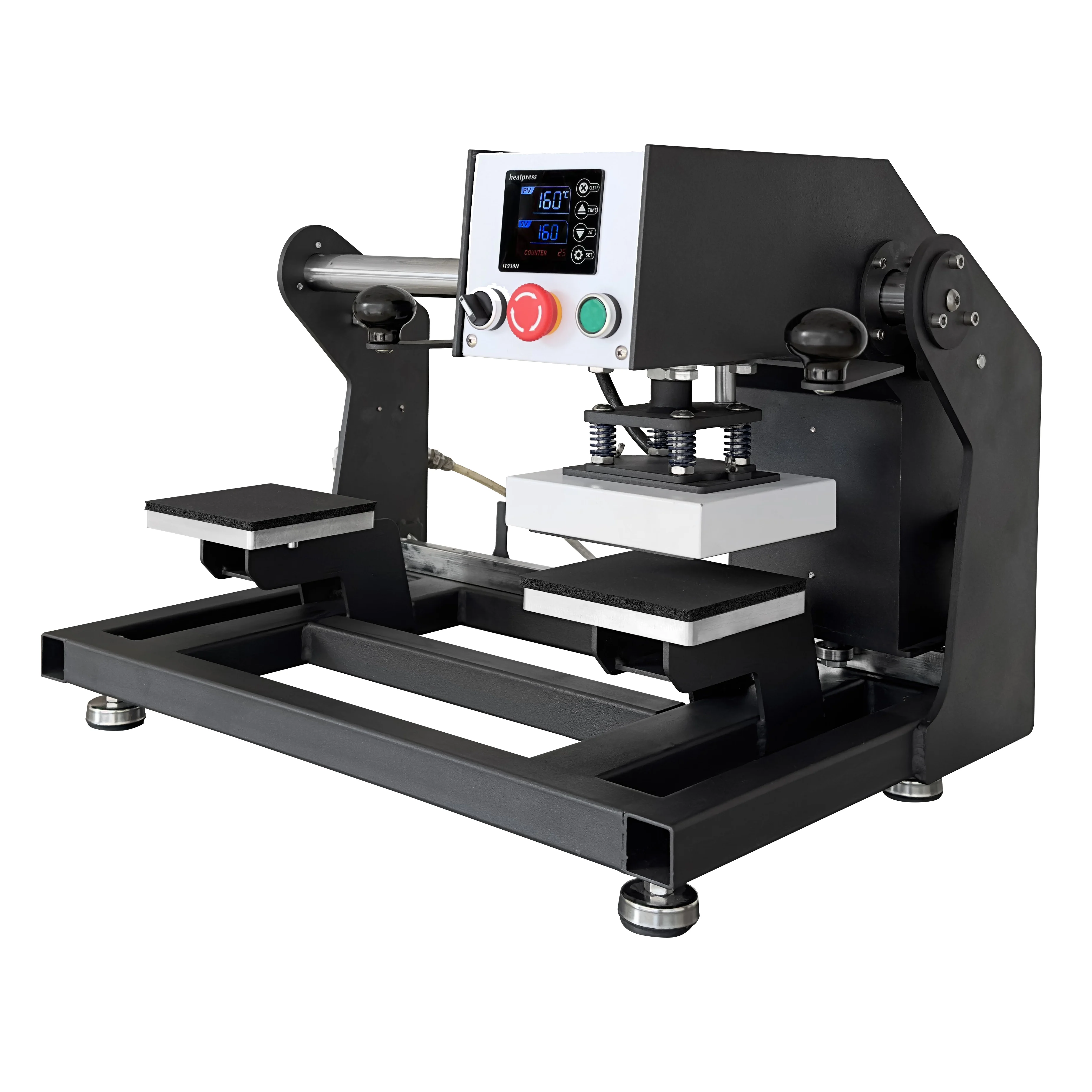 Pneumatic 15*15cm Dual Heat Press Label Semi-auto Heat Press For Tshirt ...