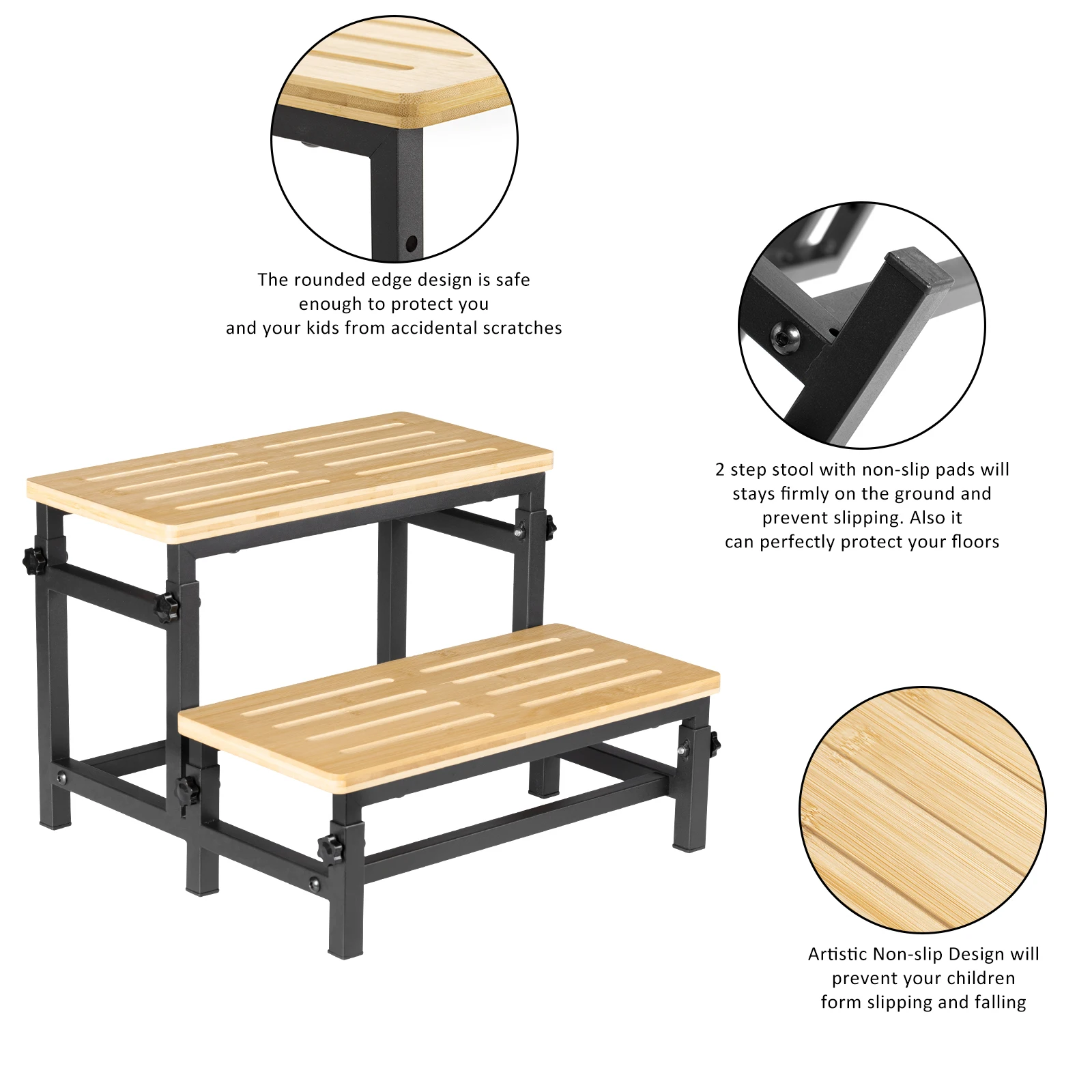 Bamboo Stools Adults And Kids Multi-purpose Toddler With Non-slip ...