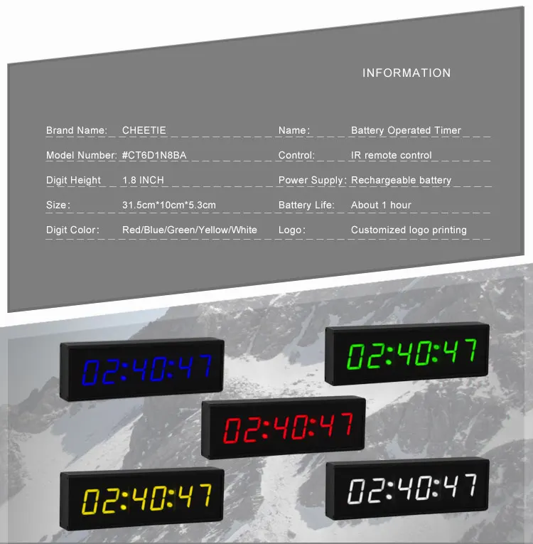 CHEETIE CP13 Wall Mount LED Countdown Timer - 6 Digit Display