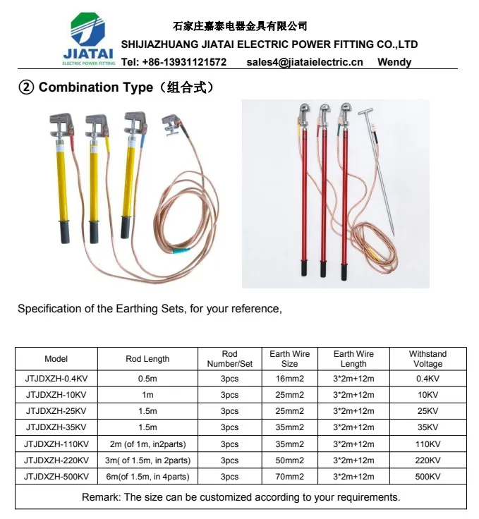 33KV Grounding Cluster 500KV with Copper Wire and Earthing Rod