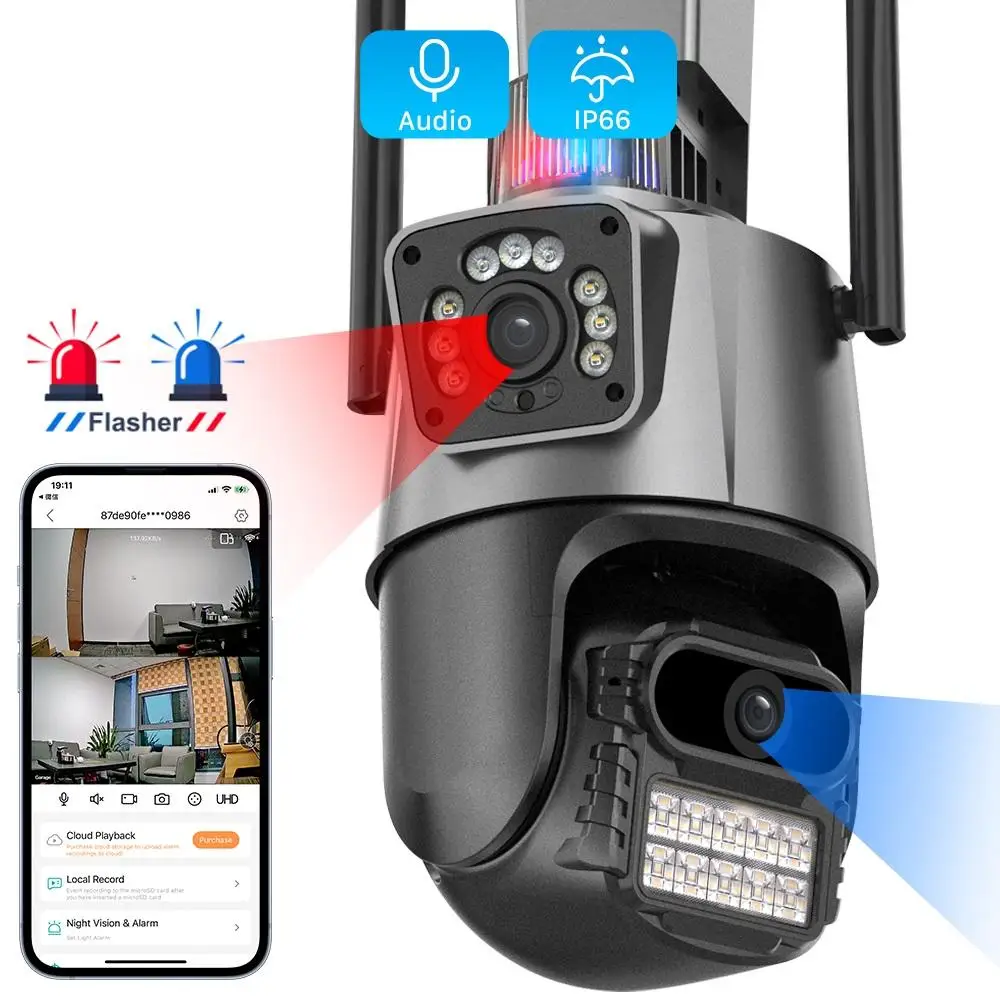 Dual Len Outdoor Wifi Ptz Cam Smart Home Pan Tilt 360 Degree Wireless ...