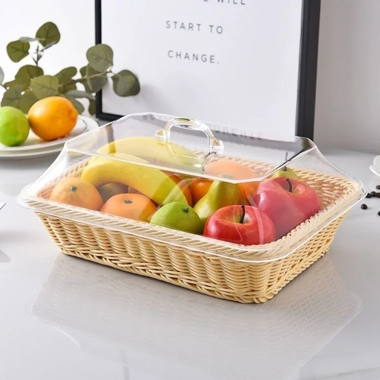 Hot Selling Rattan Rectangular Storage Baskets Kitchen Food Bread Weave ...