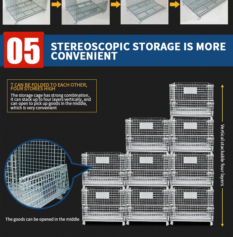 Collapsible Shipping Cage Wire Mesh Security Container Cage with Wheels ...