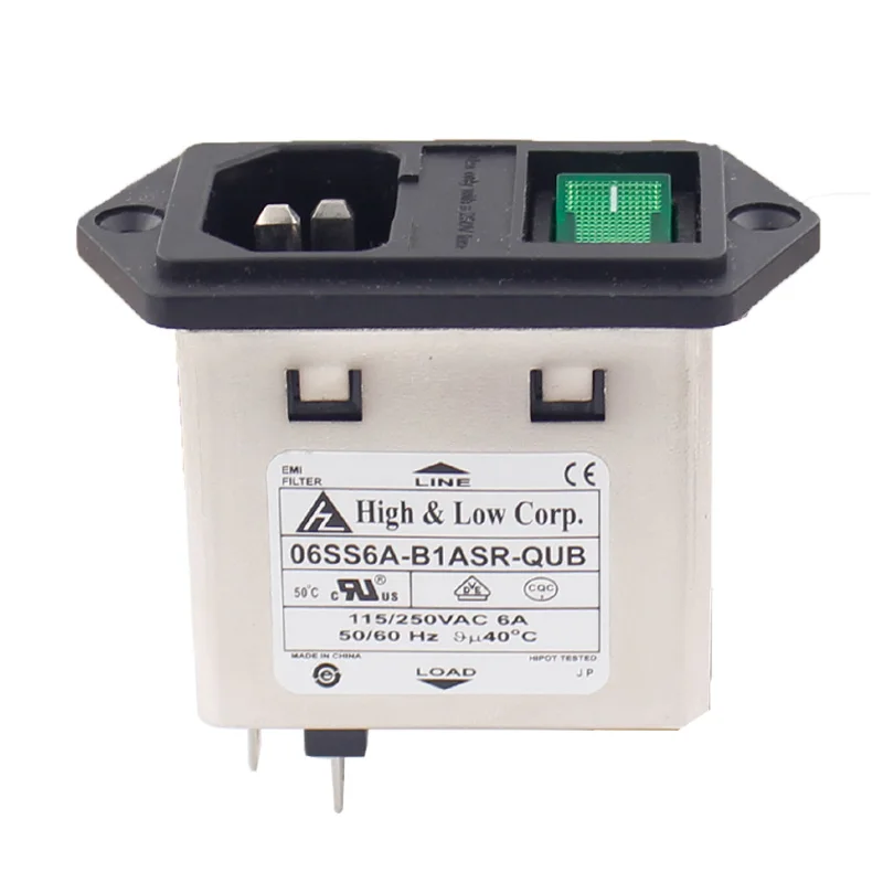 Iec Power Inlet Module C14 Emi Filter Screw Mounted 2 Fuses With Green ...