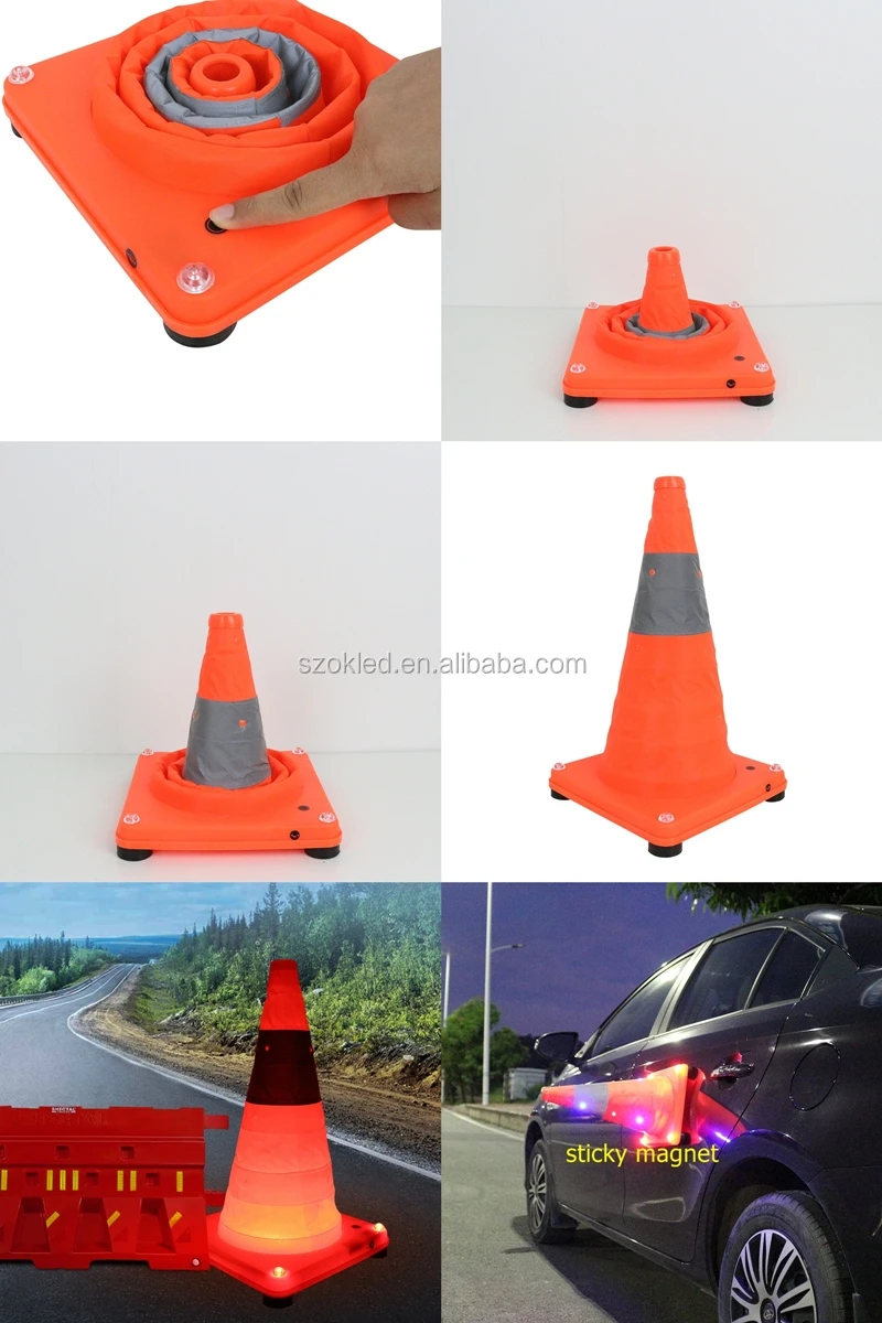 2020 Usb Rechargeable Led Traffic Cone Foldable 45cm Magnet Leg Oxford ...