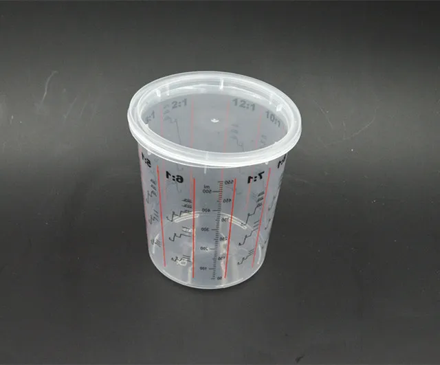 Custom Transparent Auto Paint Plastic Measuring Cup With Lids Scale ...