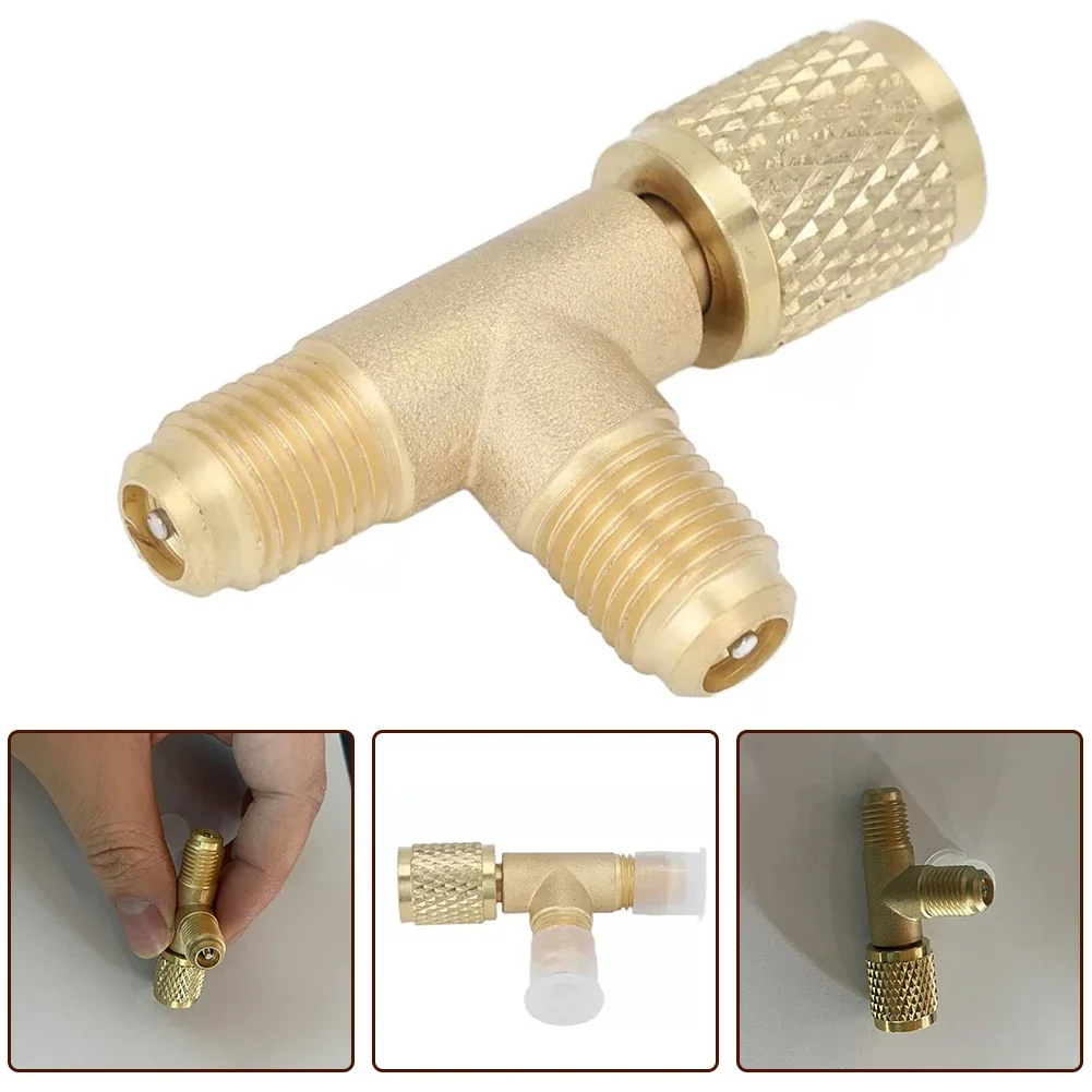 Brass Quick Connect Air Fittings Tee Adapter For R134a & R22 Oem