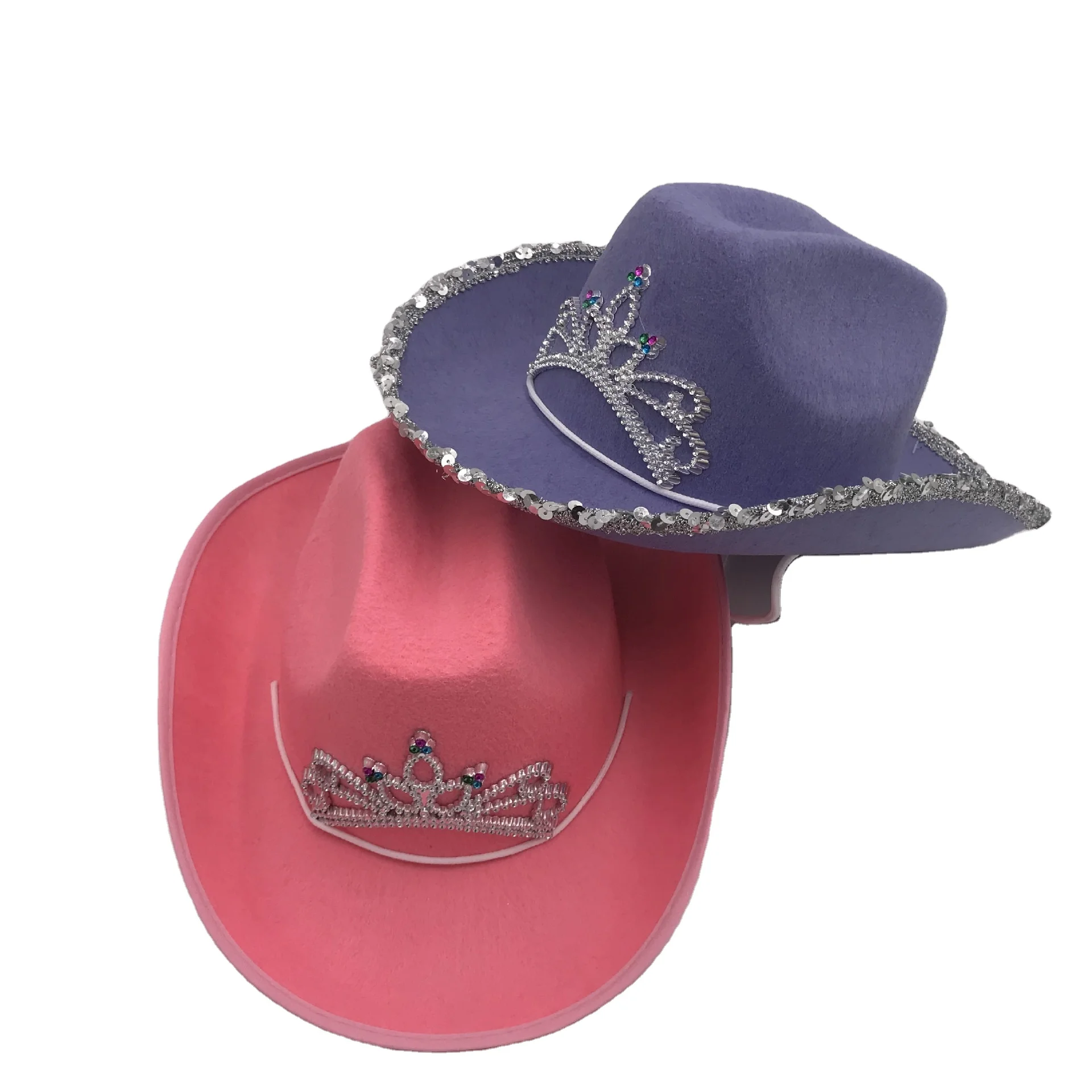 White Cowgirl Hat Felt Princess Hat With Pink Sequin Star for Dress-Up ...
