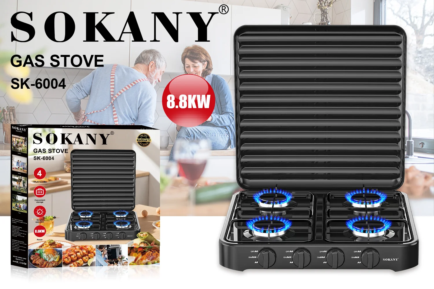 Sokany Generous Surface Suits All Sized Pots And Skillets Gas Cooker ...