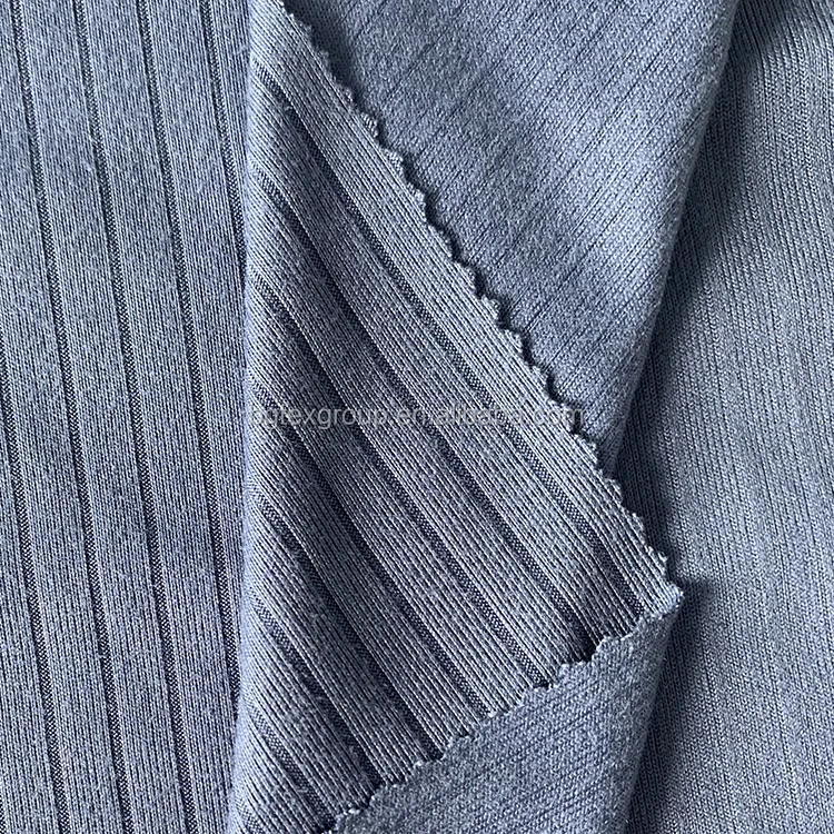 Double Brushed 92%poly 8%spandex 2x1 Drop Needle Rib Knit Fabric For ...