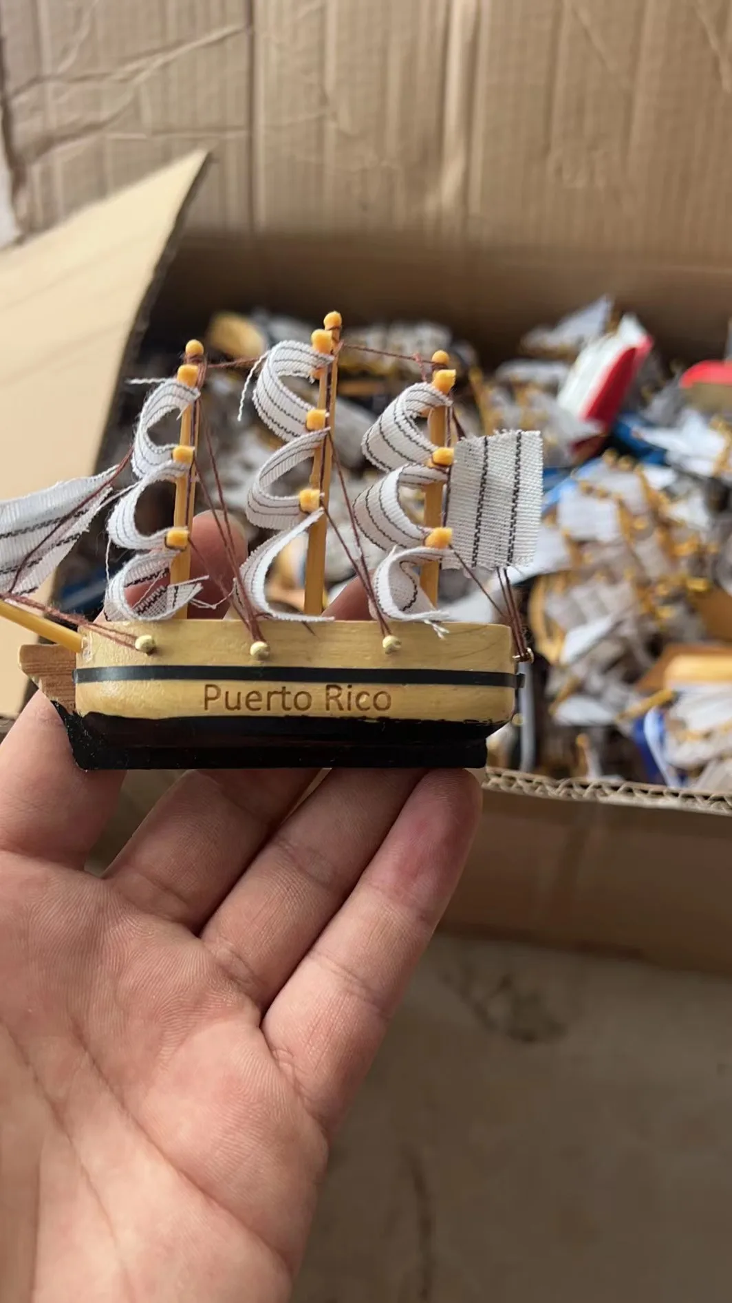 Handicrafts Wooden Fridge Sticker - Sailing Boat Shape