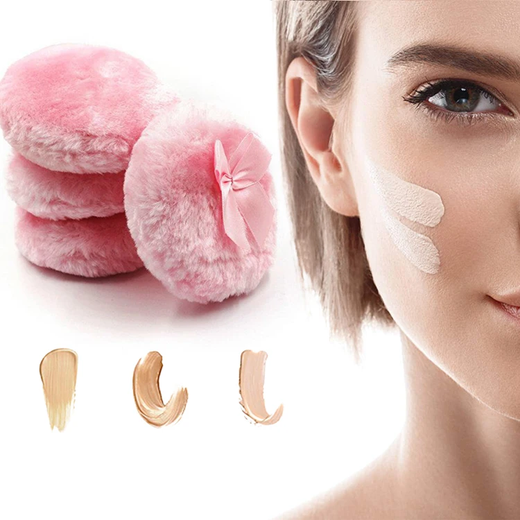 Soft And Plush Fluffy Foundation Makeup Velour Puffs With Ribbon Handle ...