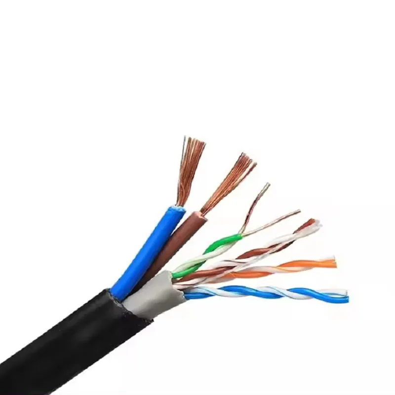 Outdoor cat5e cat6 lan network ethernet cable with 2c power for cctv ...