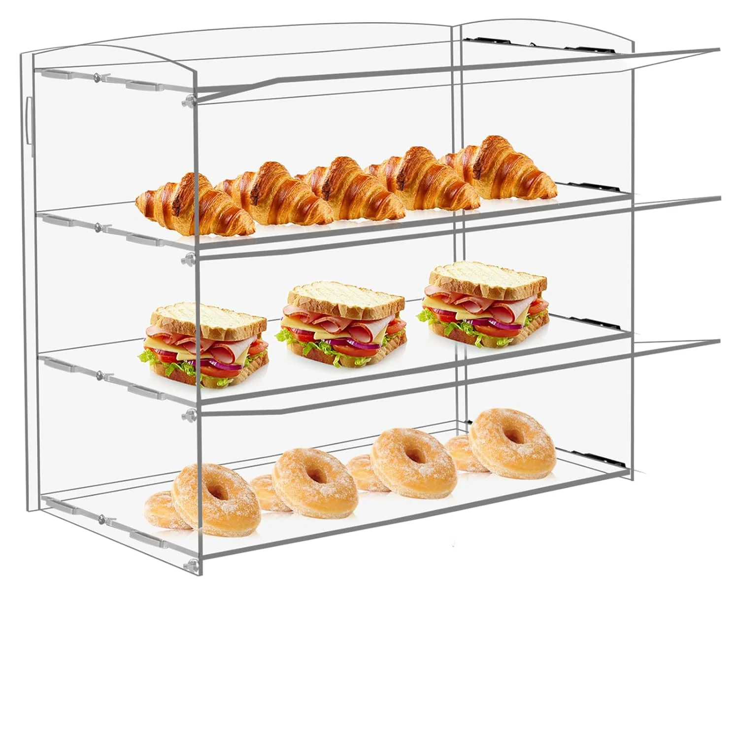 Acrylic Bakery Display Case 3 Tier Bread Box Counter Pastry Display ...