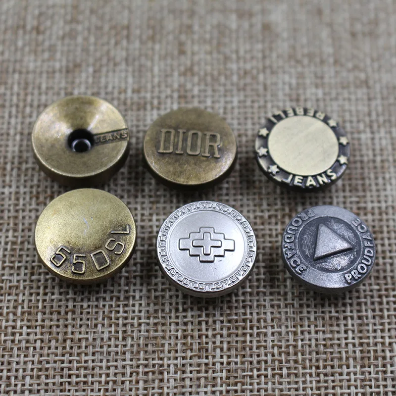 Factory Custom Logo Brass Zink Alloy Metal Gold Silver Denim Shank ...
