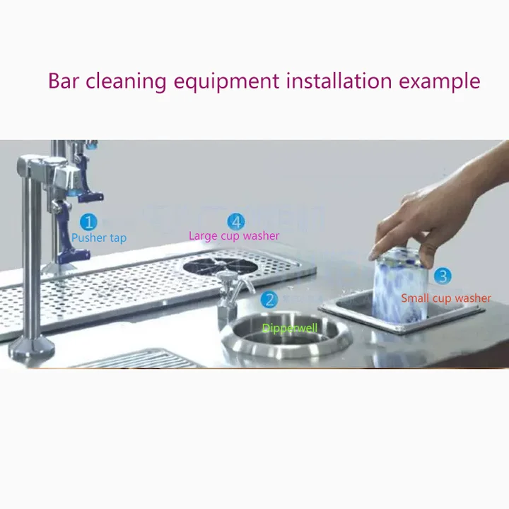 Commercial Bar Glass Sink Flusher With Side Spray Drain And Drip Tray ...