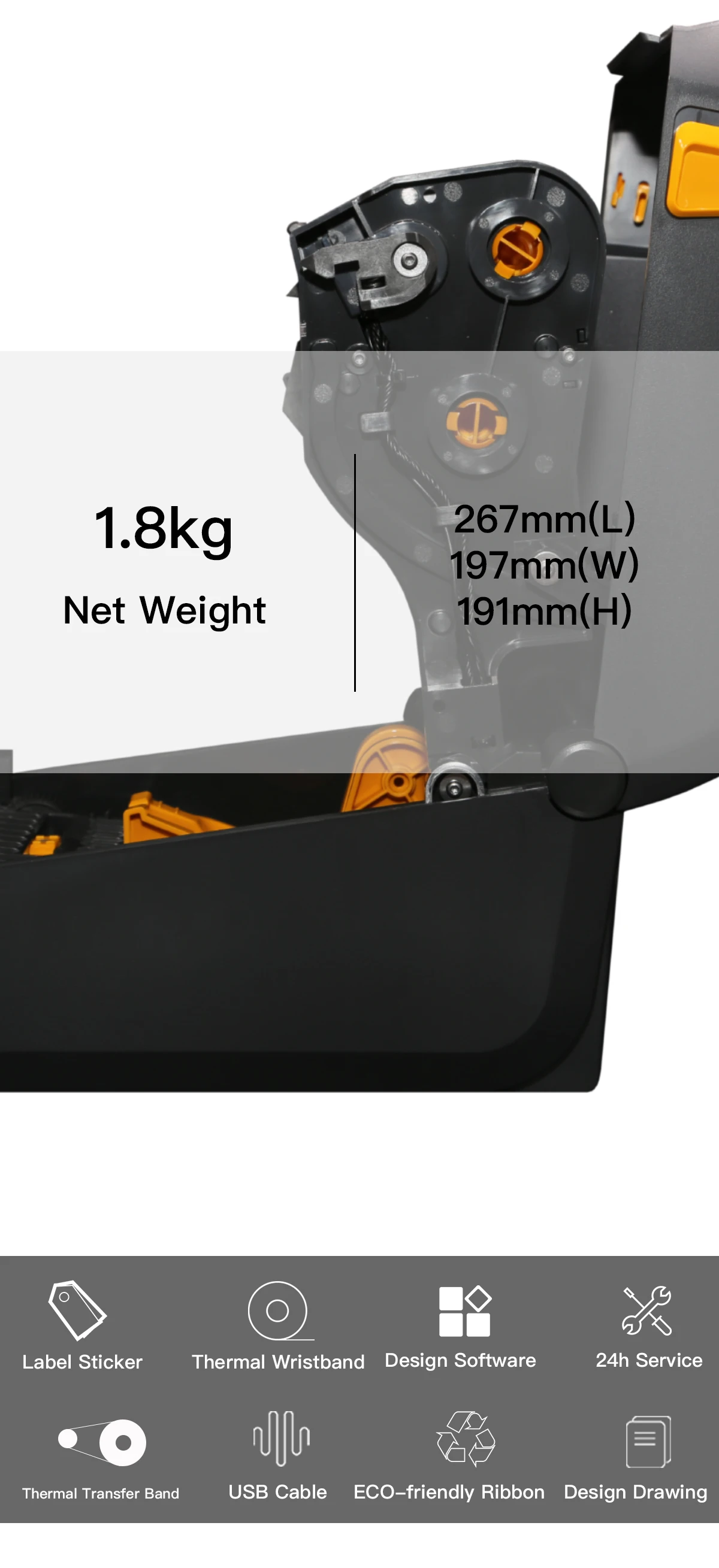 Zd888 Zebra Printer Barcode Direct Thermal Label Printer Wristband ...