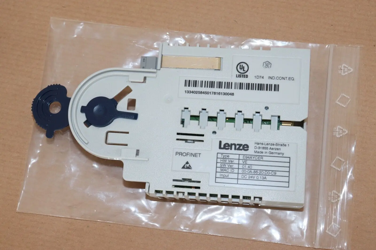 Lenze Servo Drives 9400 Profinet Module,E94aycer,Hw: Ve Sw Ver: 01.40 ...
