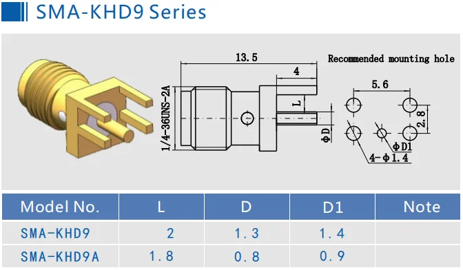 SMA Straight Female Connector - 50Ω PCB Mount RF Connector