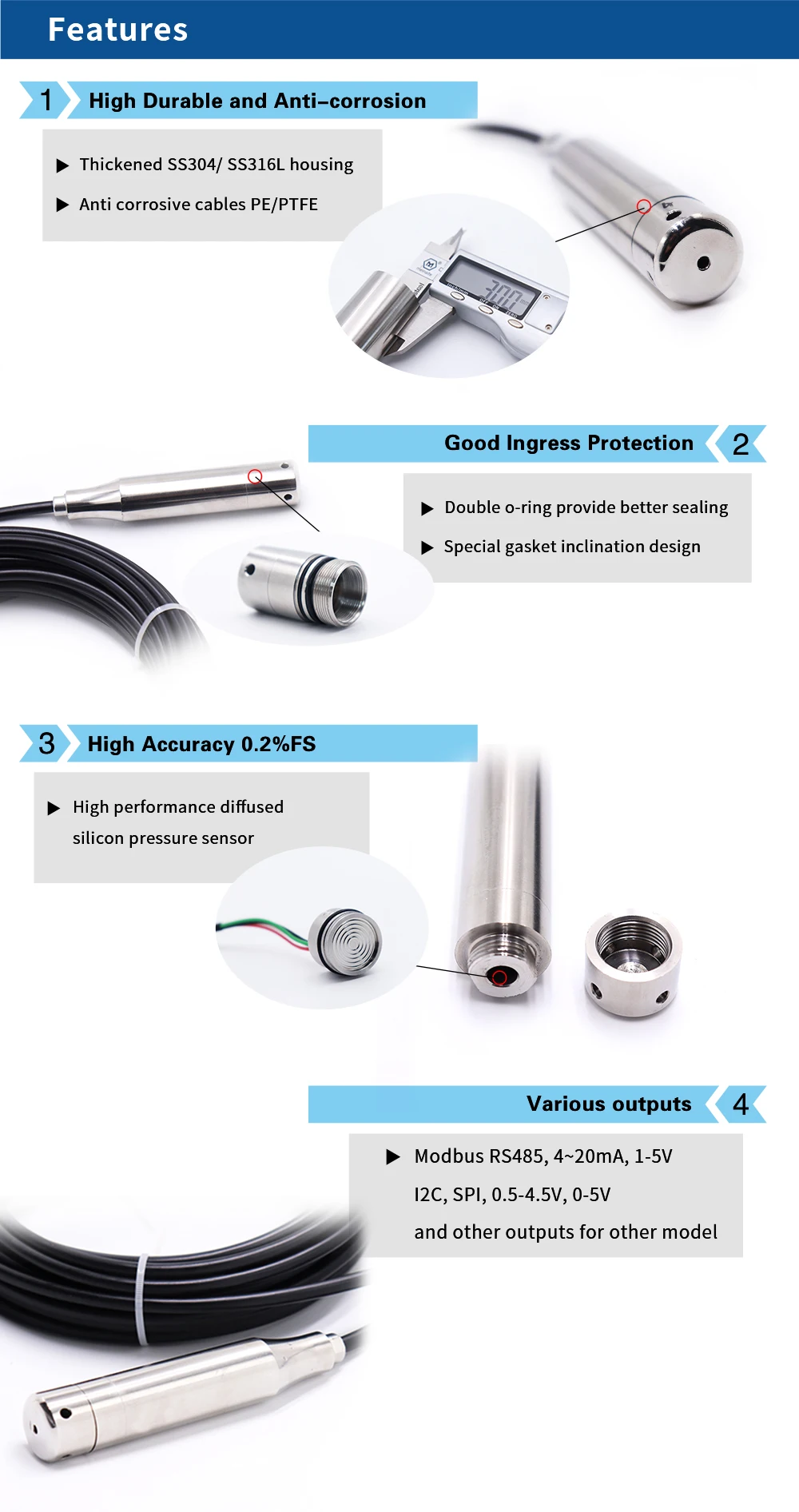 Analog Or Digital Output Water Level Sensor For Well Drilling Level ...
